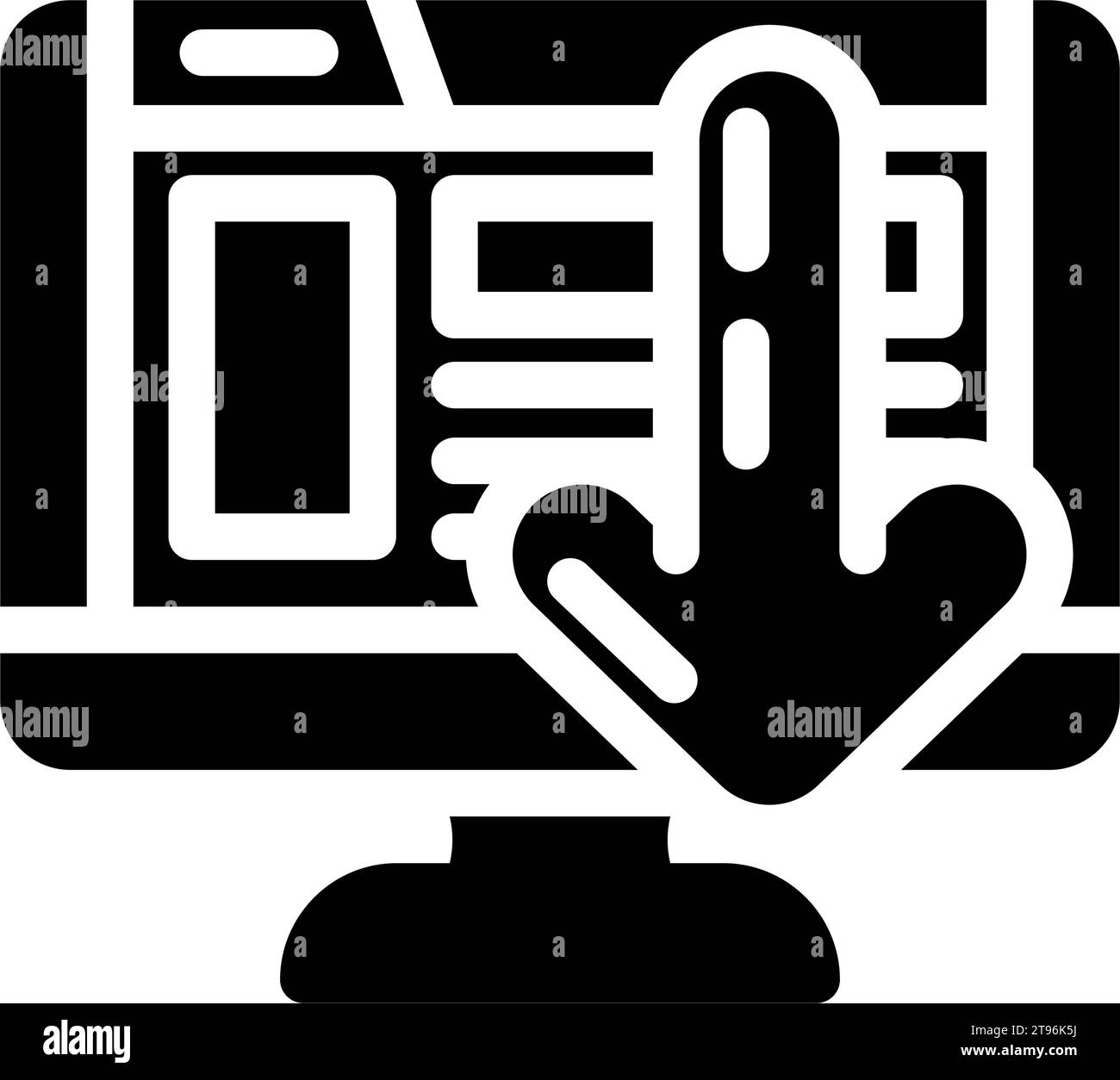 laptop down arrow download website glyph icon vector illustration Stock ...