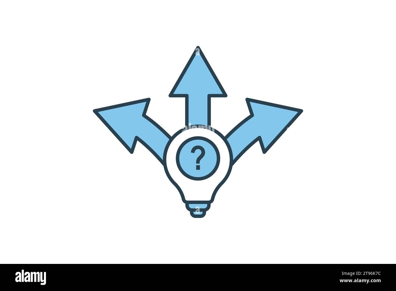 uncertainty icon. light bulb with question mark and arrow. icon related to confusion. flat line ...