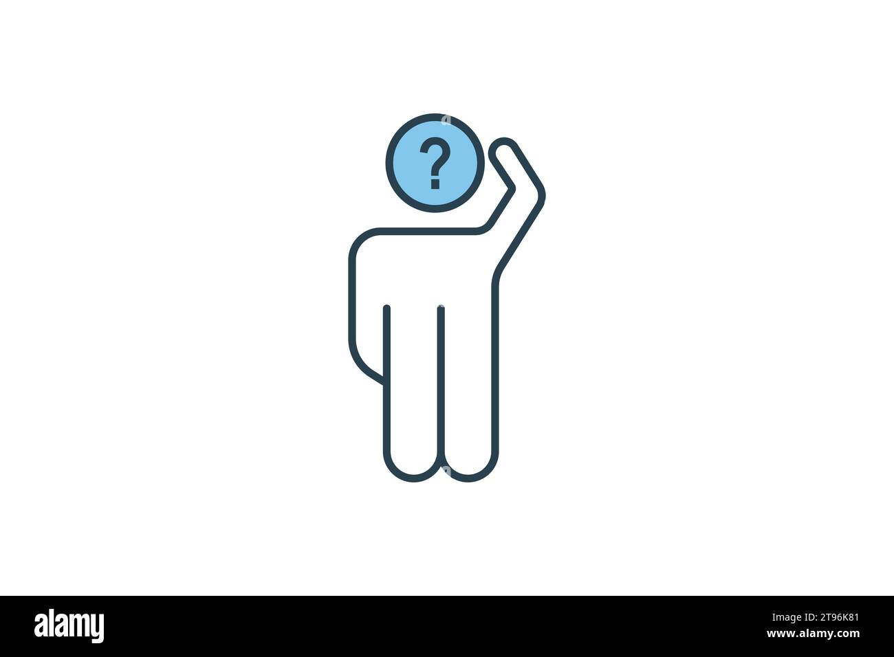 confused icon. human scratching head and question mark. icon related to confusion. flat line ...
