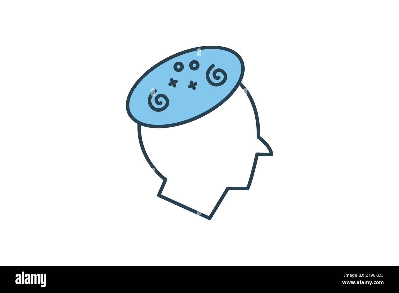 dizzy icon. head with chaos. icon related to confusion. flat line icon ...