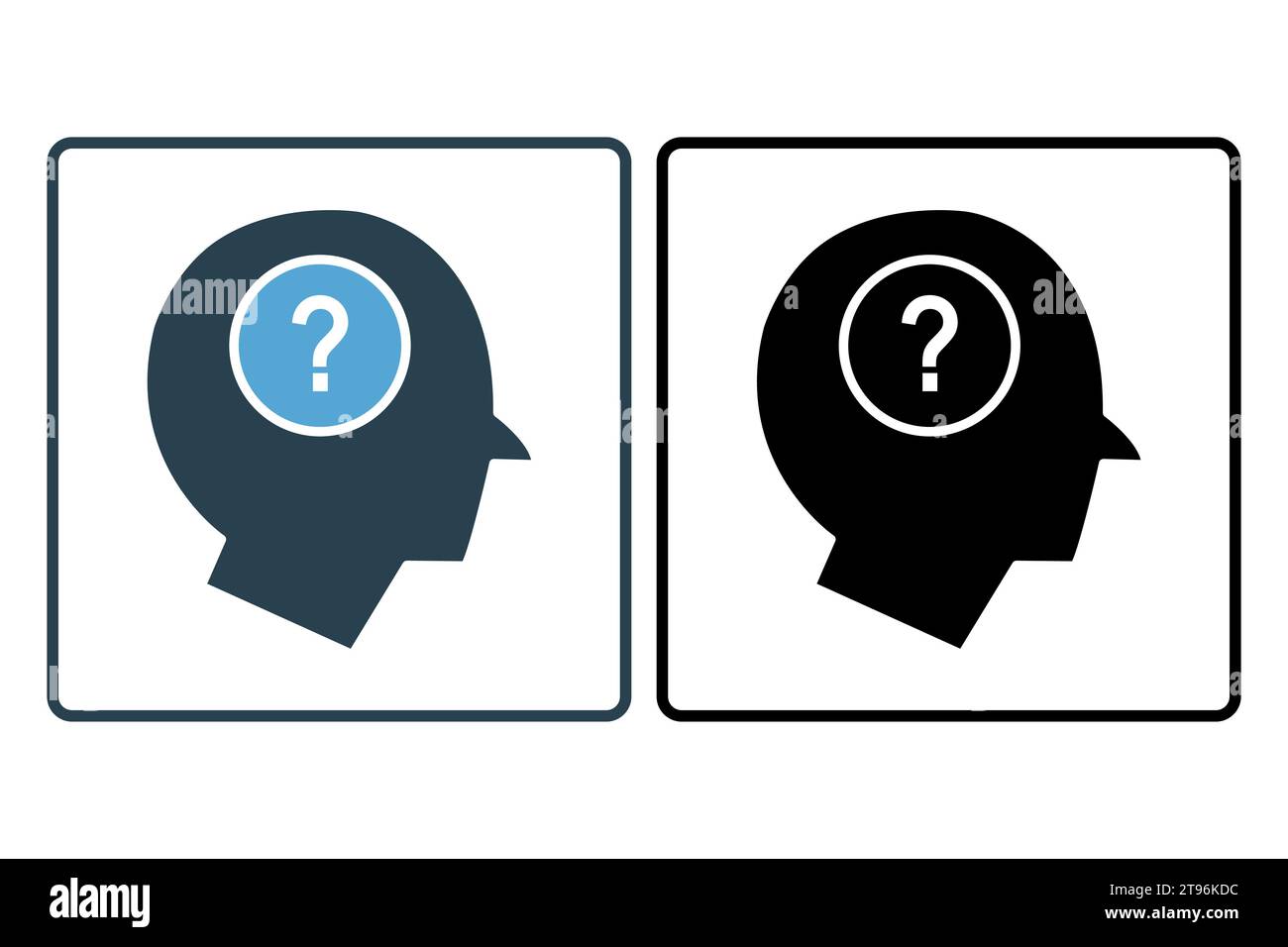 confused icon. head with question mark. icon related to confusion. solid icon style. simple ...