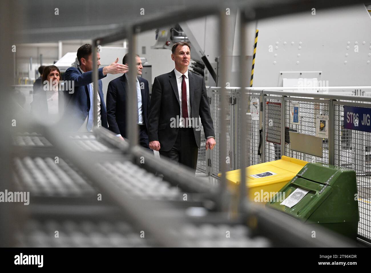 Chancellor of the Exchequer Jeremy Hunt (right) is shown the Airbus ...