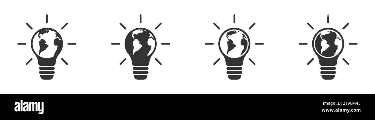 Light bulb with planet earth icon inside. Vector illustration Stock ...