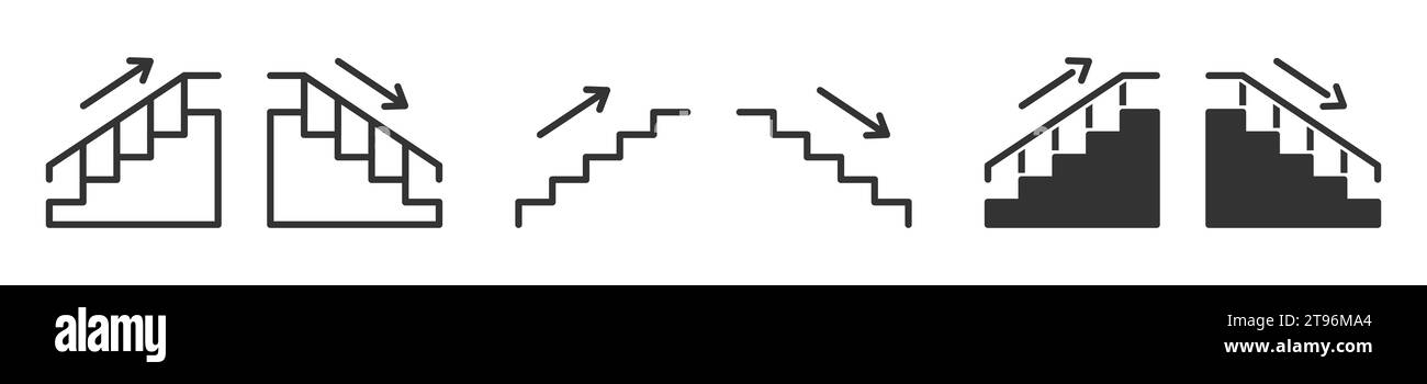Stairs up and down icon set. Vector illustration Stock Vector Image ...