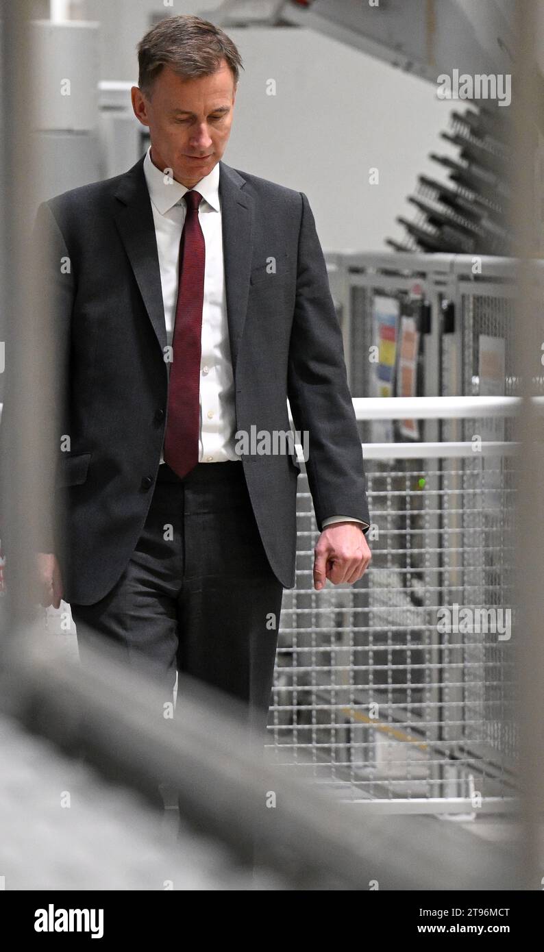 Chancellor of the Exchequer Jeremy Hunt during a visit to the Airbus ...