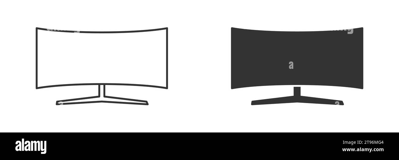 Curved monitor icon. Panorama screen. Vector illustration Stock Vector ...