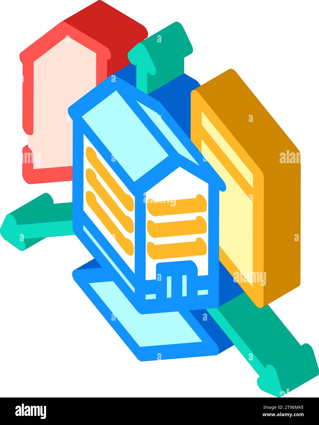 orthographic projections architectural drafter isometric icon vector ...
