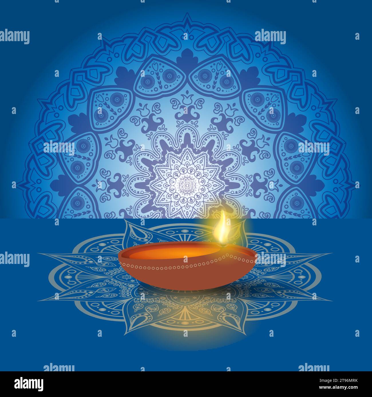 Luxury circular pattern in form of mandala with oil diya . Decorative ...