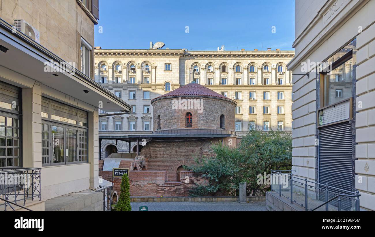 Sofia, Bulgaria - October 16, 2023: Historic Saint George Church Late Antique Red Brick Rotunda ...