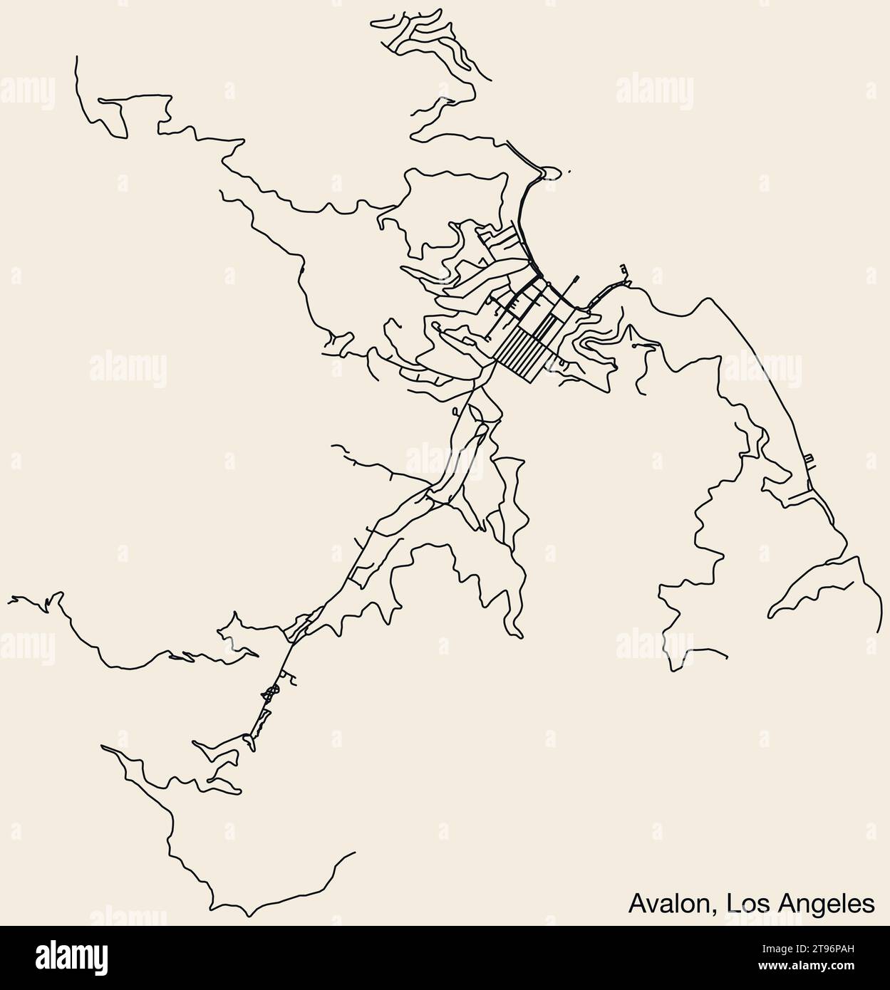 Street roads map of the CITY OF AVALON, LOS ANGELES CITY COUNCIL Stock ...