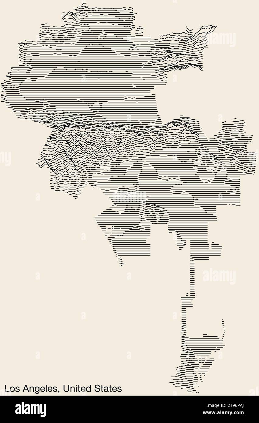 Topographic exaggerated relief map of LOS ANGELES CITY COUNCILS Stock ...