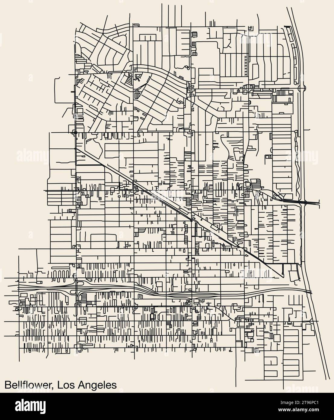 Street roads map of the CITY OF BELLFLOWER, LOS ANGELES CITY COUNCIL ...