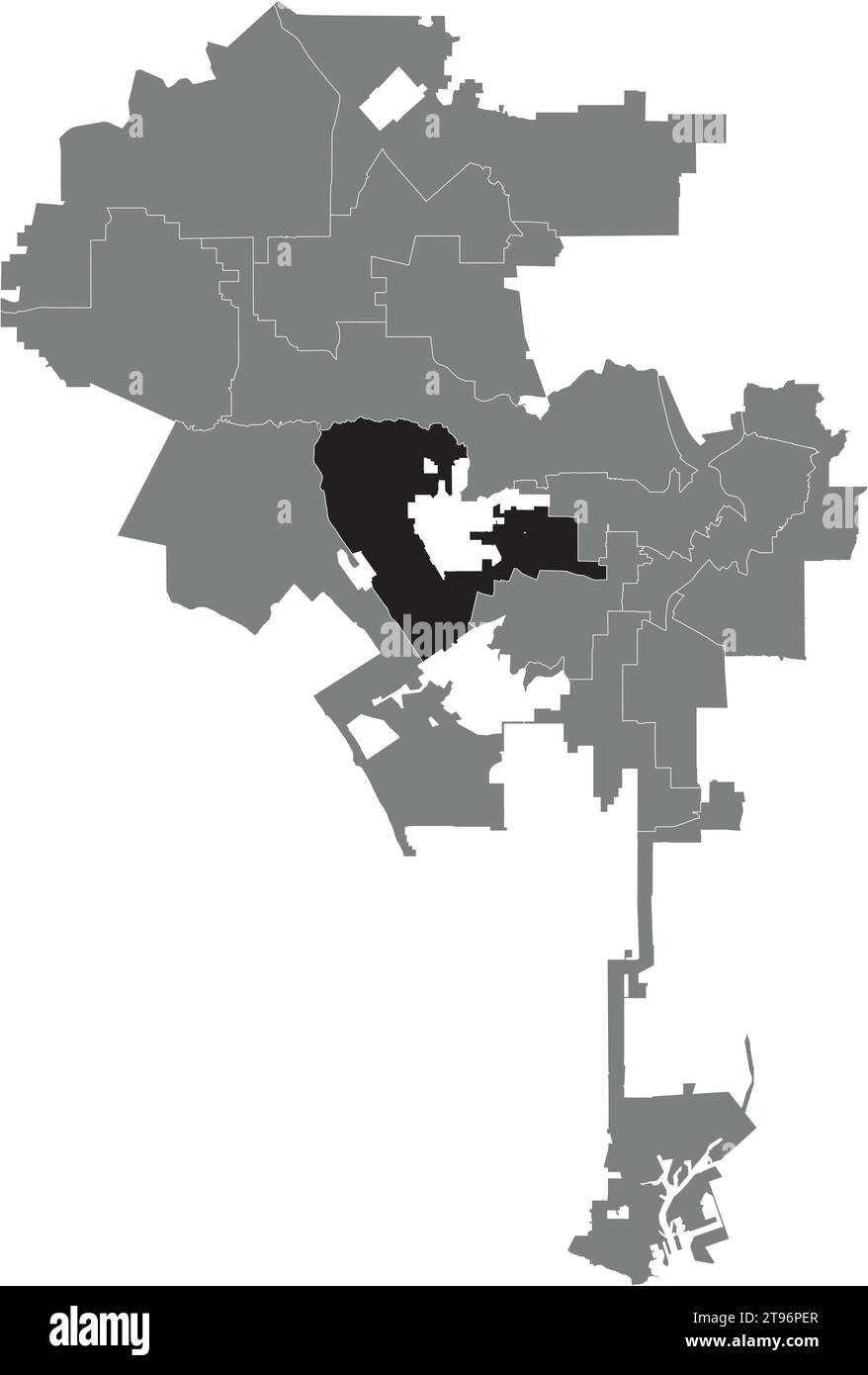 Locator map of the 5TH DISTRICT, LOS ANGELES CITY COUNCIL Stock Vector ...