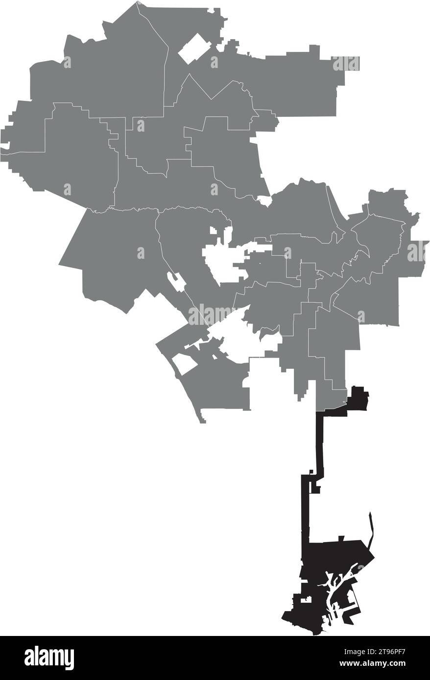 Locator map of the 15TH DISTRICT, LOS ANGELES CITY COUNCIL Stock Vector ...