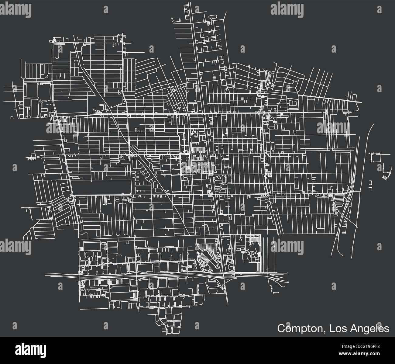 Street roads map of the CITY OF COMPTON, LOS ANGELES CITY COUNCIL Stock ...