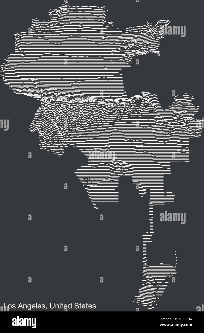 Topographic exaggerated relief map of LOS ANGELES CITY COUNCILS Stock ...