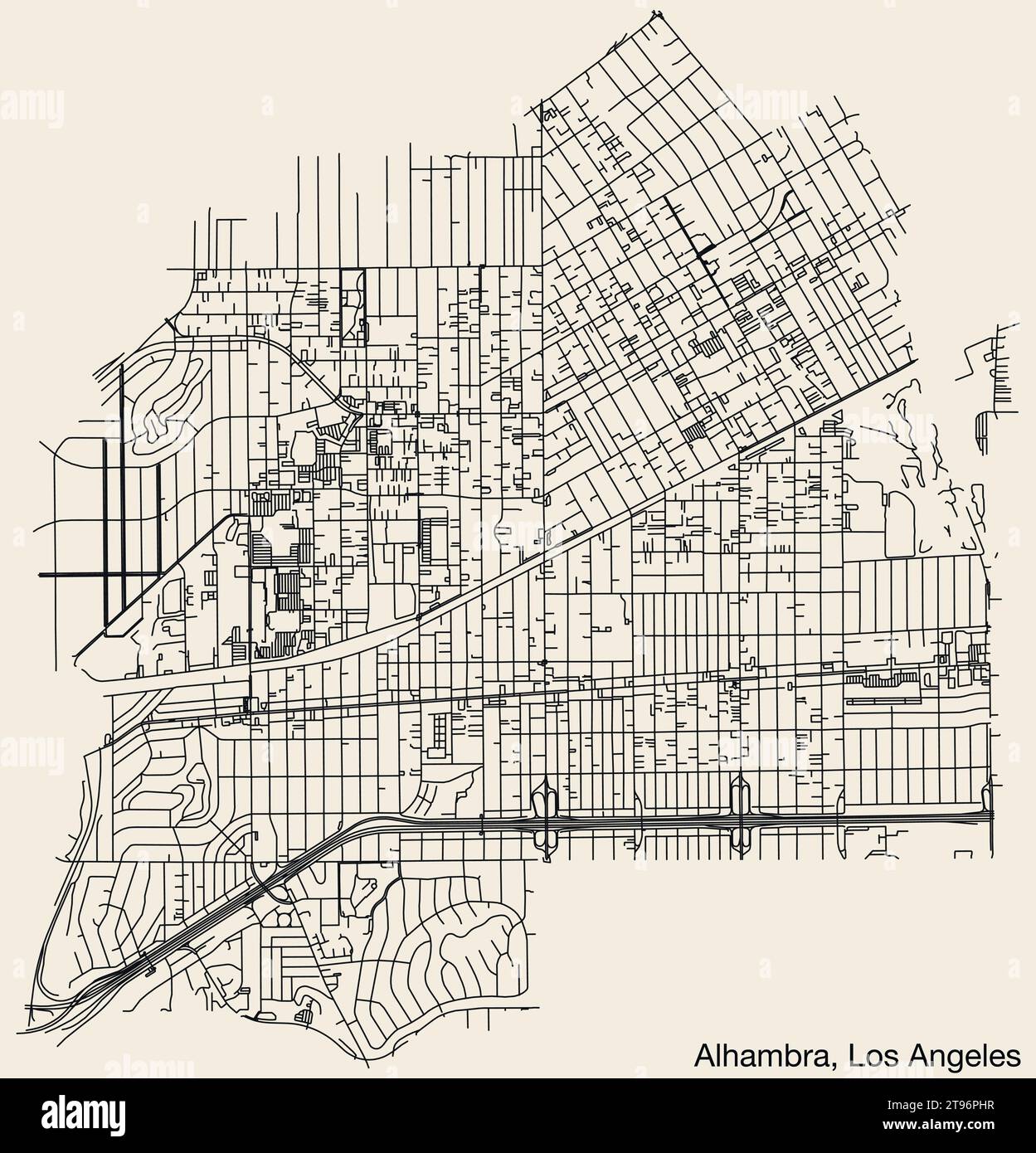 Street roads map of the CITY OF ALHAMBRA, LOS ANGELES CITY COUNCIL ...