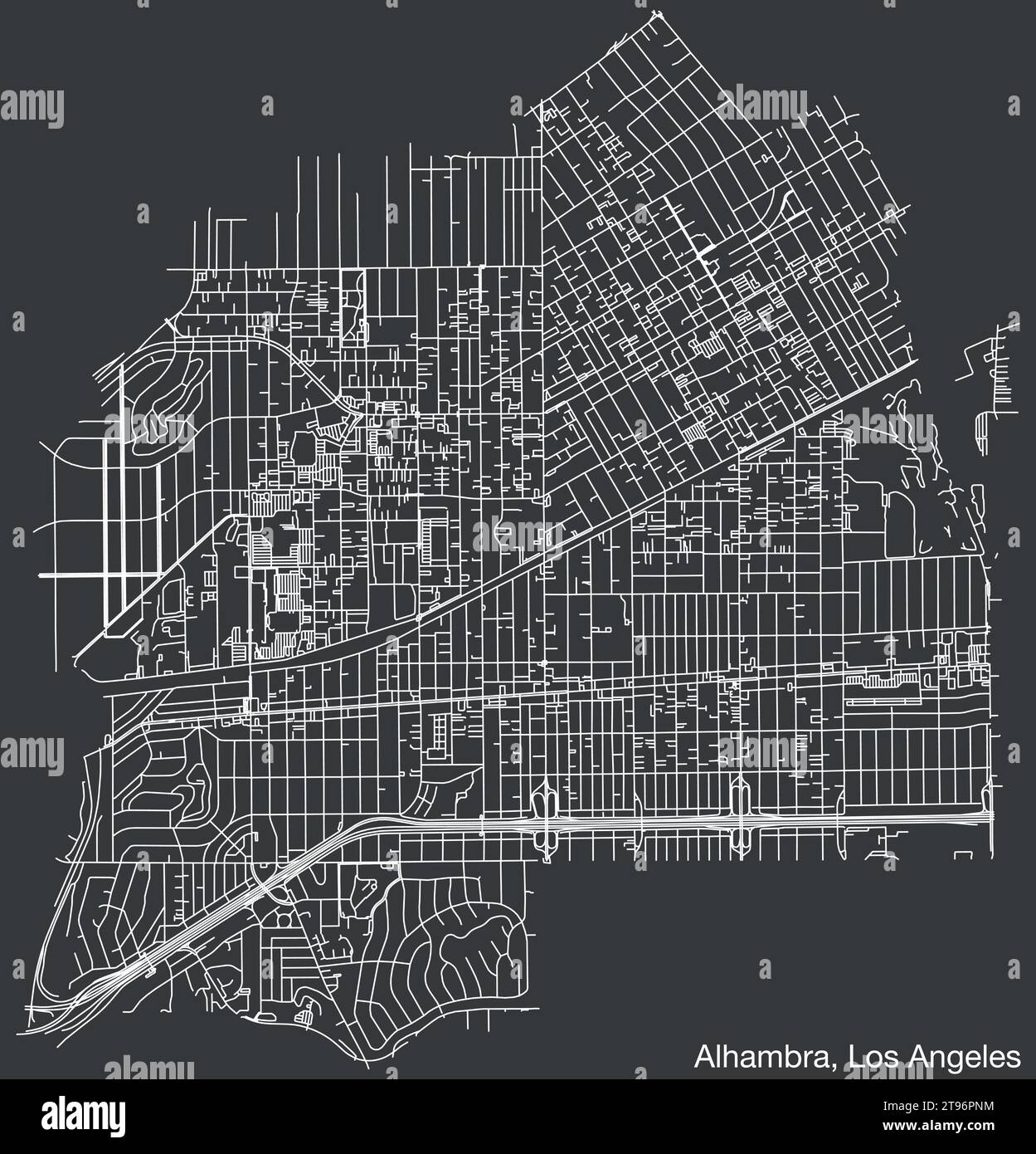 Street roads map of the CITY OF ALHAMBRA, LOS ANGELES CITY COUNCIL ...