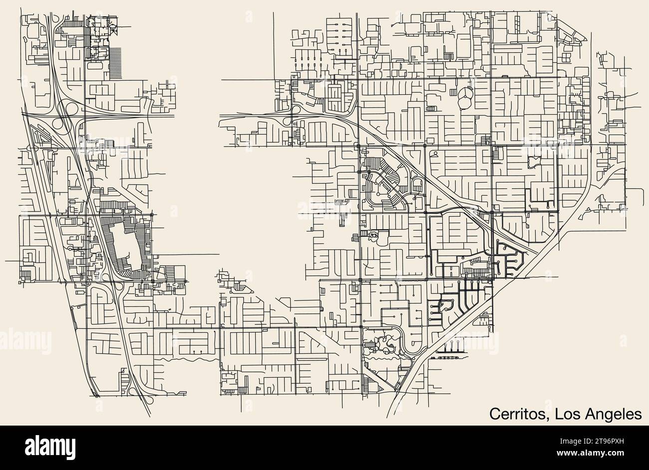 Street roads map of the CITY OF CERRITOS, LOS ANGELES CITY COUNCIL ...