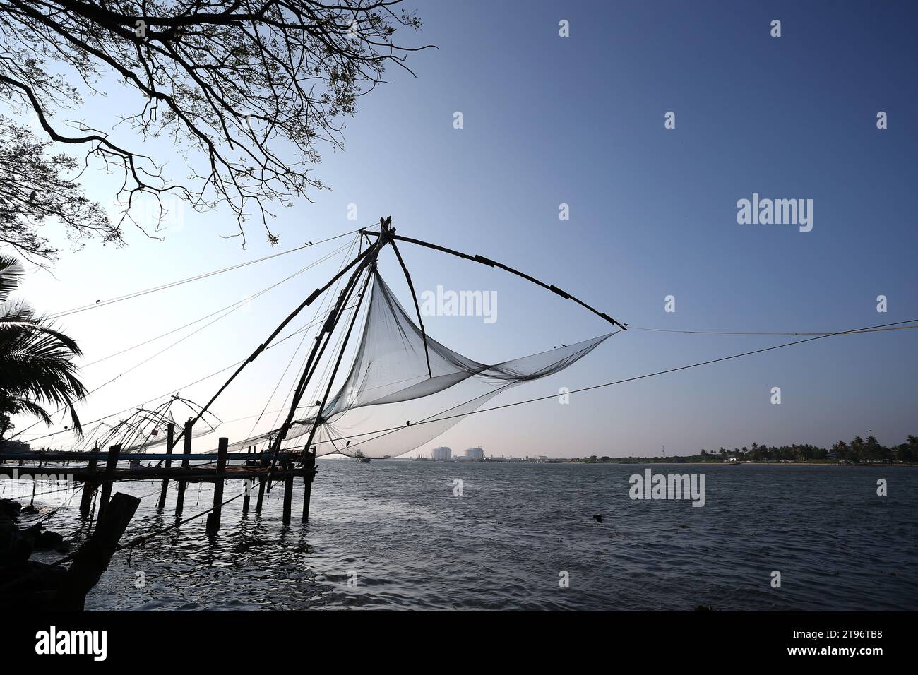 Kochi, India - 17th December 2016: Chinese fishing nets on the beach at ...