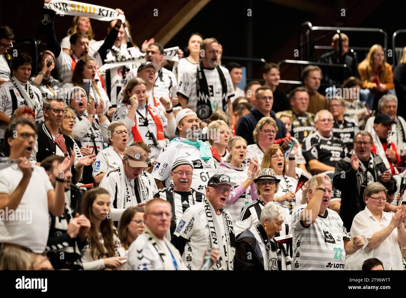 Aalborg, Denmark. 22nd Nov, 2023. Handball fans of THW Kiel seen ...