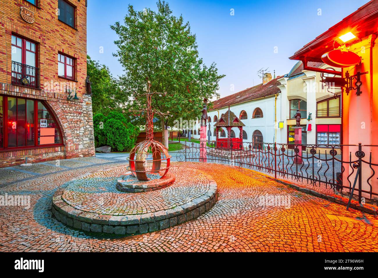 Komarno, Slovakia. Morning twilght with Courtyard of Europe, historical ...