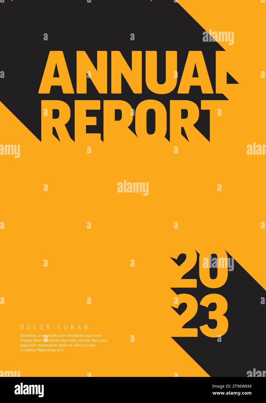 Vector abstract annual yellow report cover template with sample text ...