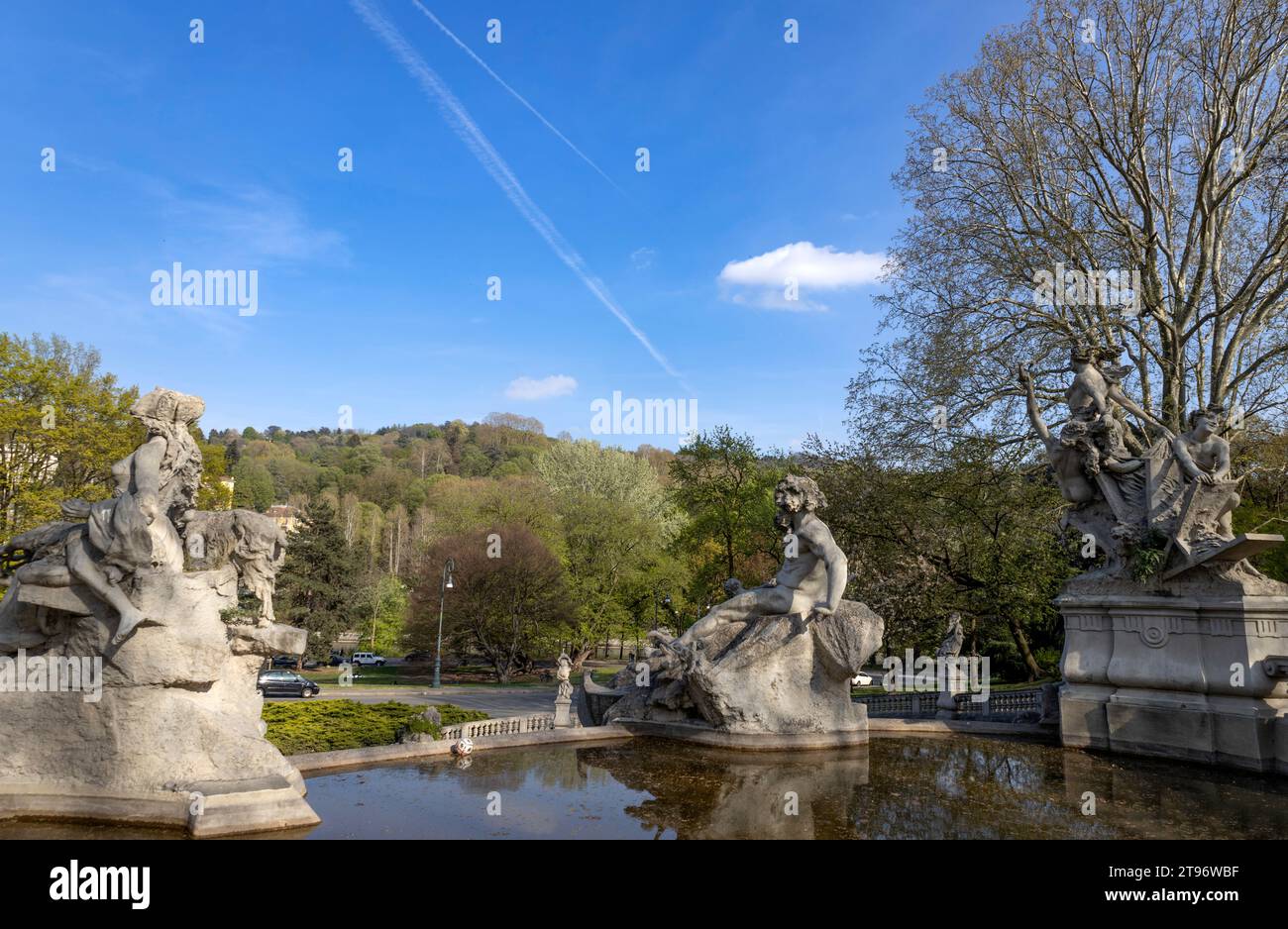 TURIN, ITALY, APRIL 11, 2023 -The fountain of the 12 months near ...