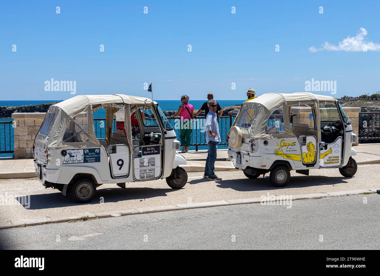 POLIGNANO A MARE, ITALY JULY 11, 2022 - Typical italian tourist Piaggio ...