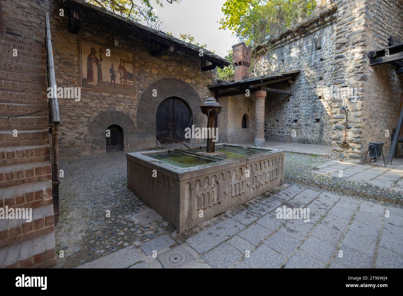 TURIN, ITALY APRIL 11, 2023 - View of the Medieval village inside the ...
