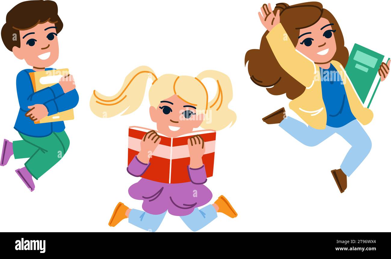 young excited kids reading vector Stock Vector Image & Art - Alamy