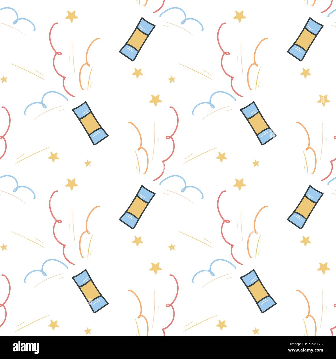 Festive salutes and fireworks seamless pattern. Festive firecracker ...