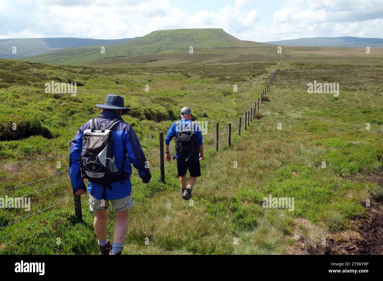 Two Men (Hikers) Walking to Little Whernside on the Footpath to Scar ...