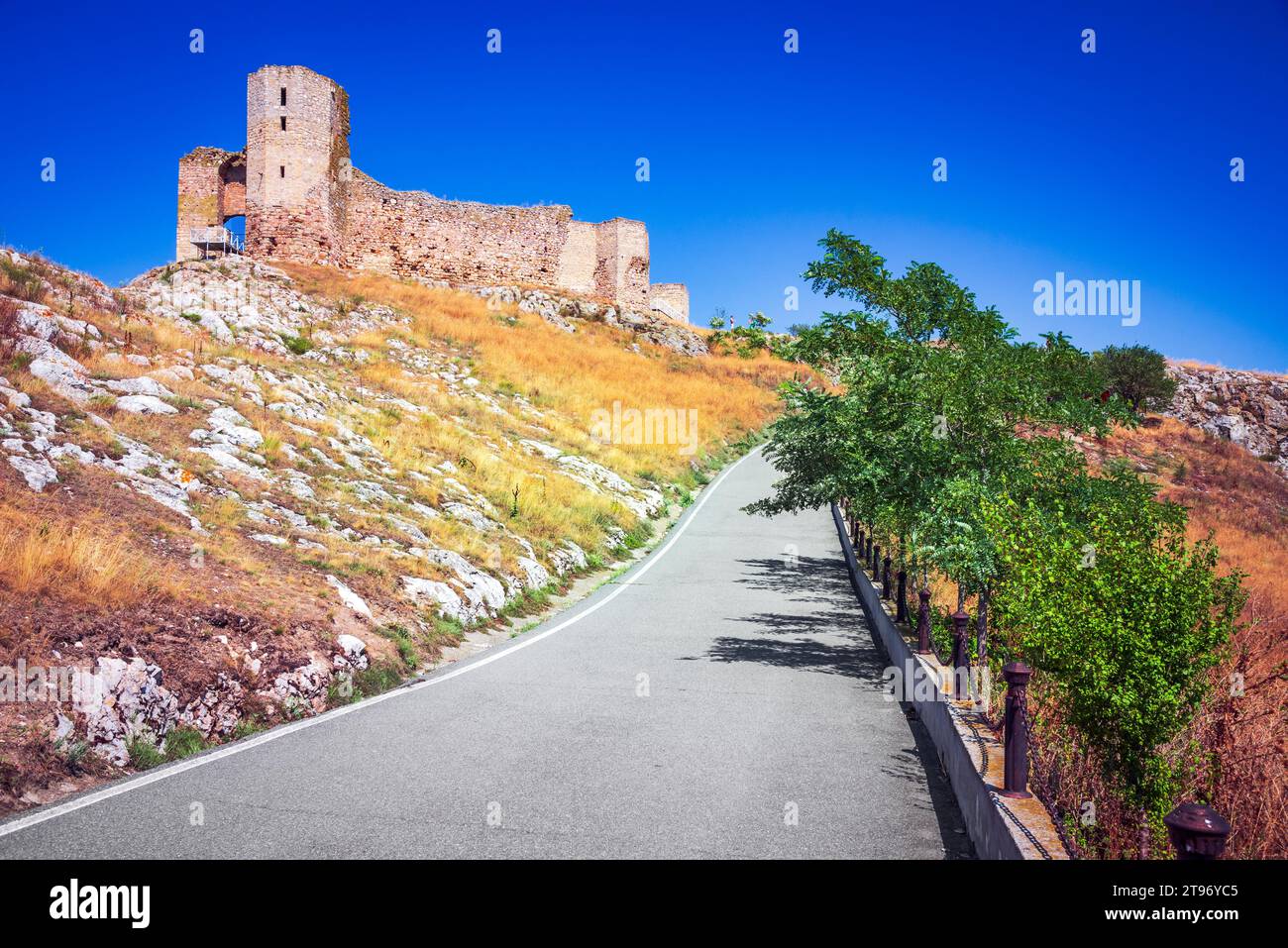 Enisala, Romania. Ruins of medieval stronghold over the Razelm Lake ...