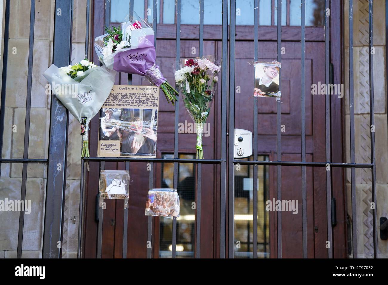 Tributes are left on the gates at Shrewsbury College for Jevon Hirst ...