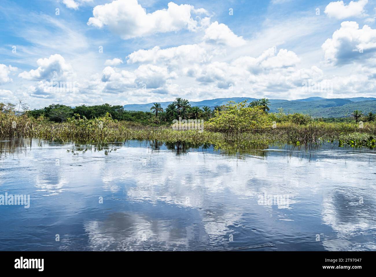 Canoe tour on the Pantanal Marimbus, waters of many rivers and abundant ...