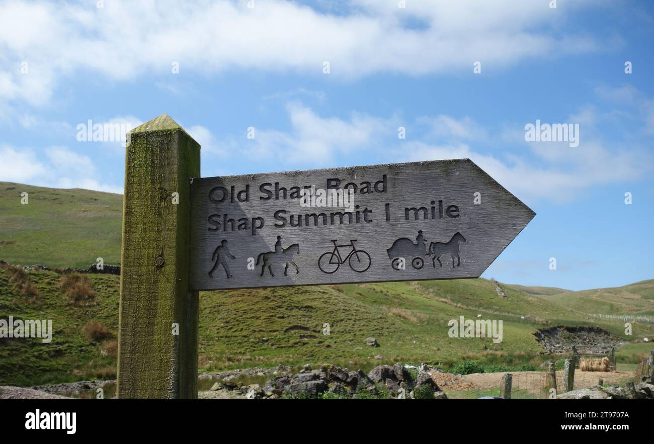 Wooden Signpost for Bridleway on the Old Shap Road to Shap A9 Road ...