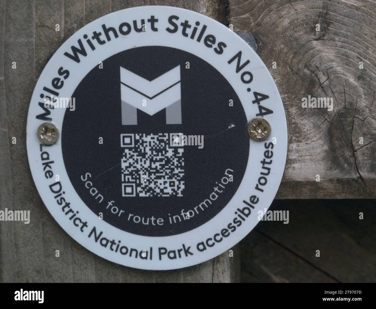 Miles without stiles sign on gate, Lake District Stock Photo - Alamy