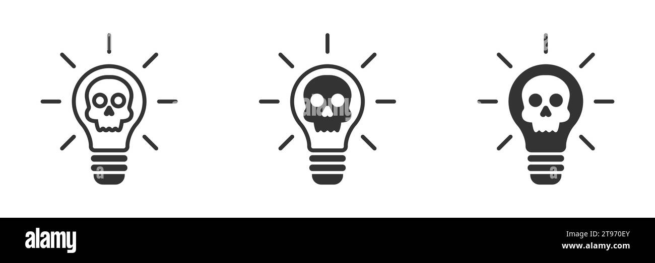 Light bulb icon with skull symbol inside. Vector illustration Stock ...
