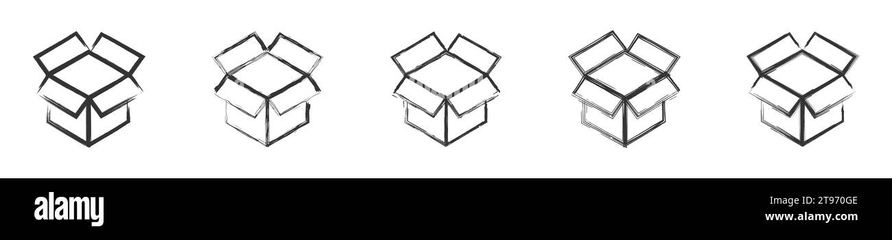 Hand drawn open box icon set. Vector illustration Stock Vector Image & Art - Alamy