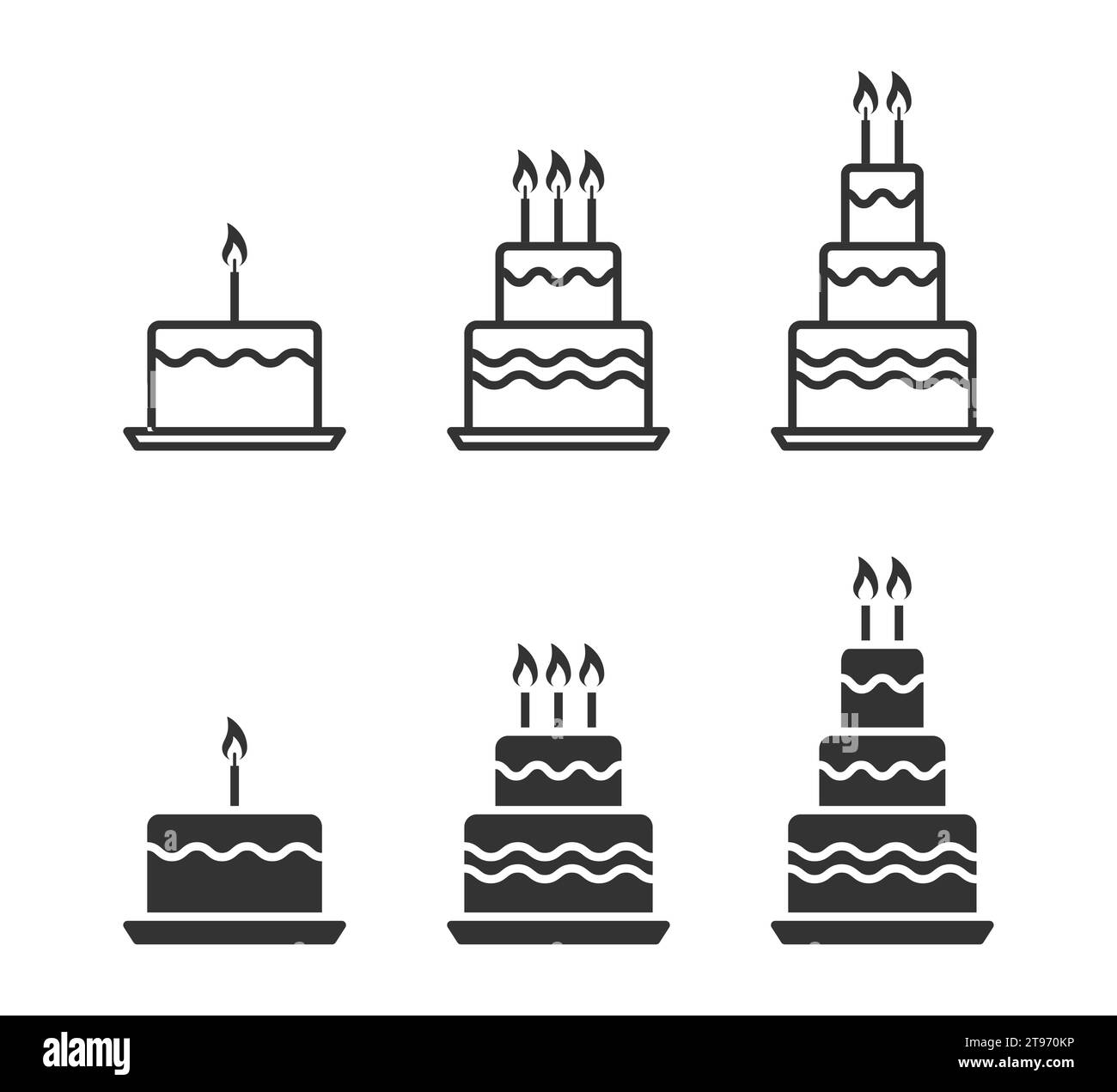 Birthday cake icon set. Vector illustration Stock Vector Image & Art ...