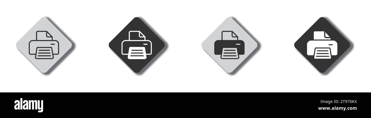 Printer icon on a flat button with shadow. Vector illustration Stock ...