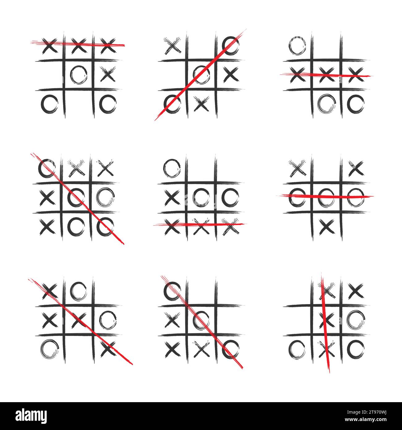 Tic tac toe set in hand drawn style. Vector illustration Stock Vector ...