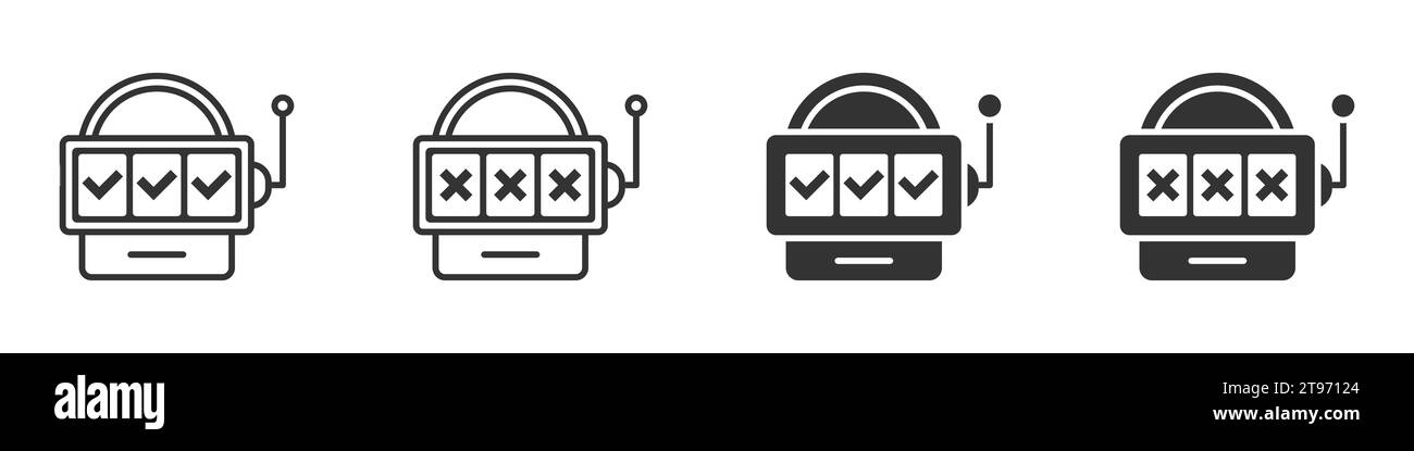 Slot machine icon with cross and check mark sign. Vector illustration ...