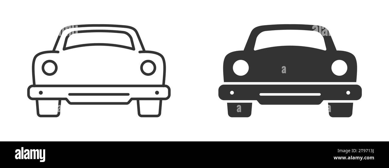 Classic car icon. Front view. Vector illustration Stock Vector Image ...
