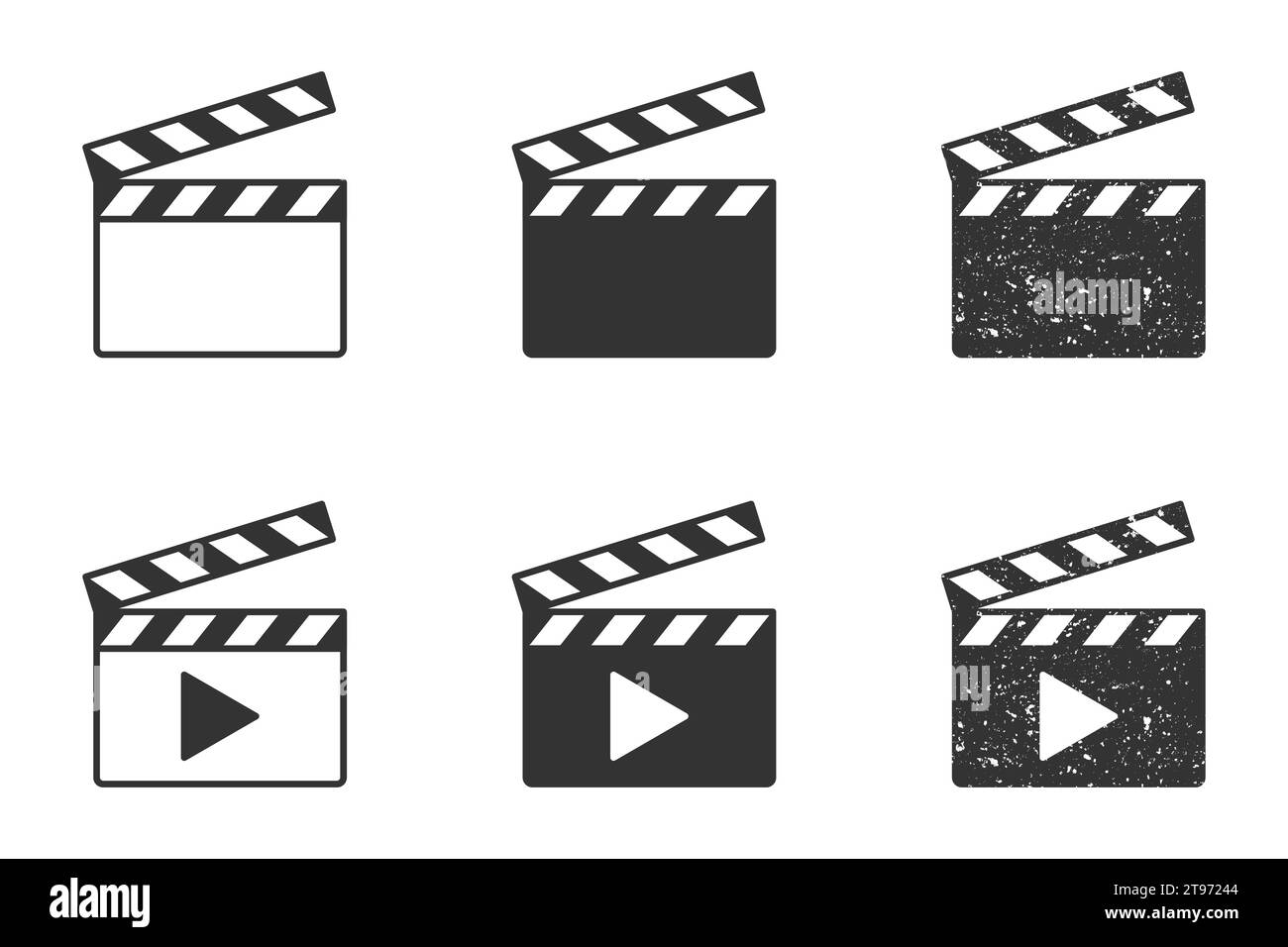 Movie clapperboard icon set. Vector illustration Stock Vector Image ...