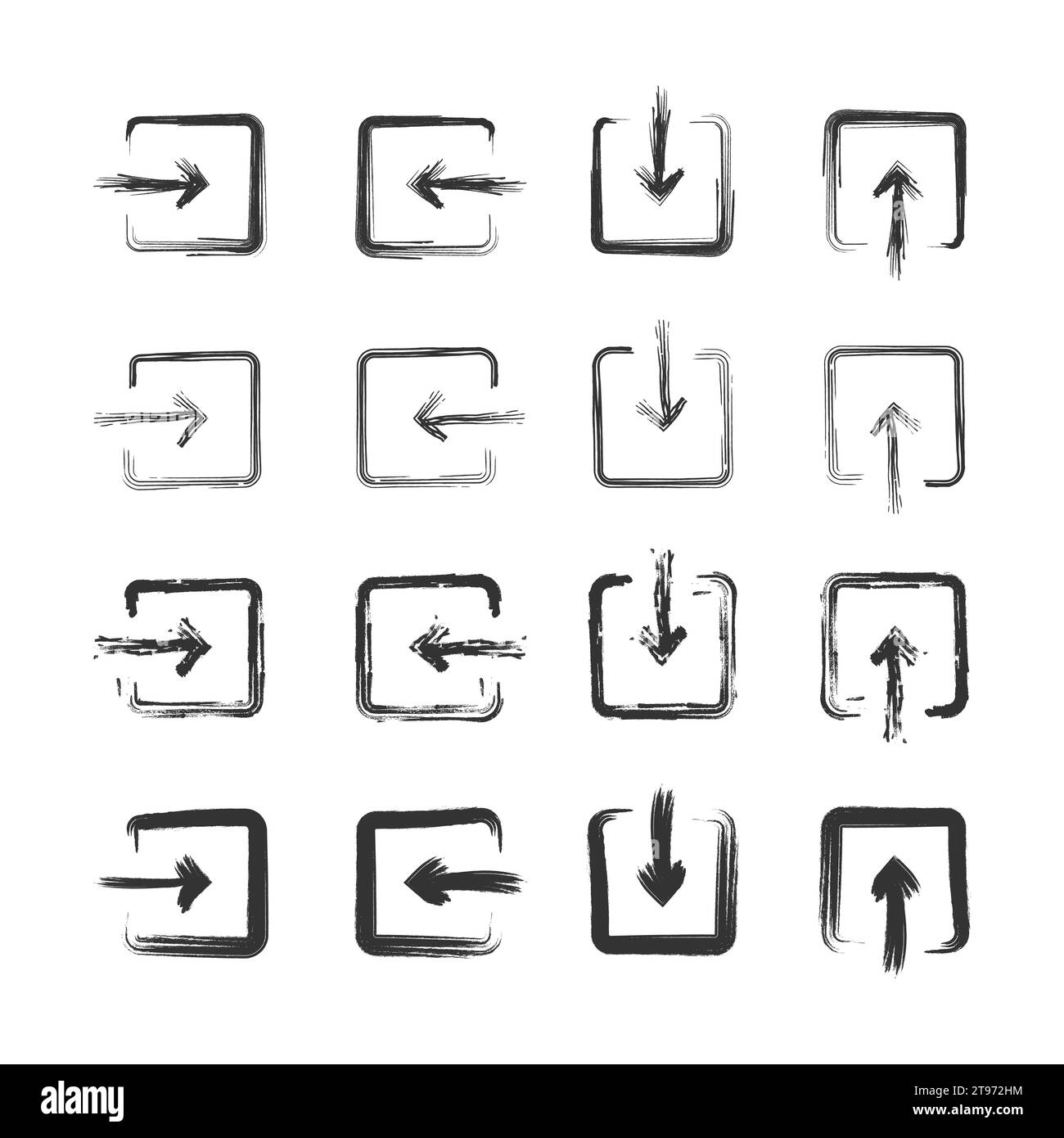 Hand drawn square arrow icon set. Vector illustration Stock Vector ...