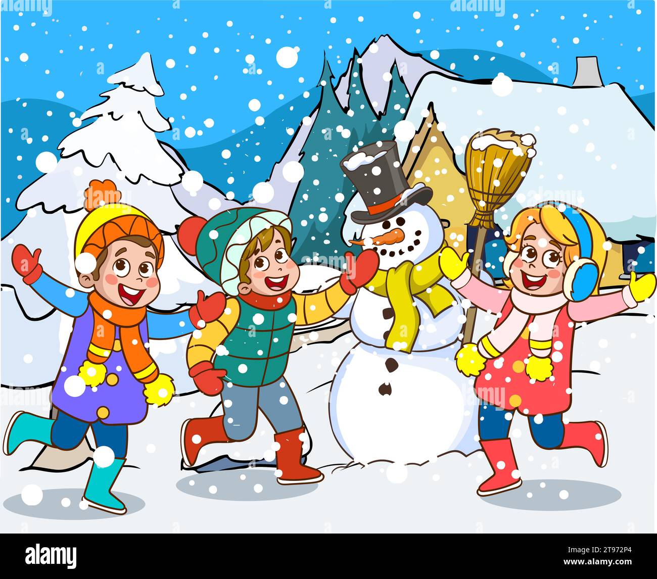 Boy playground snow Stock Vector Images - Alamy
