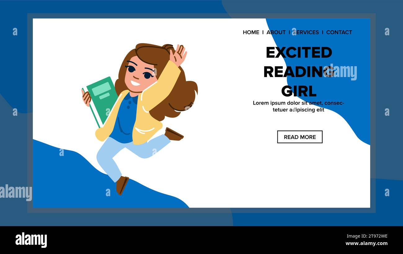 female excited reading girl vector Stock Vector Image & Art - Alamy