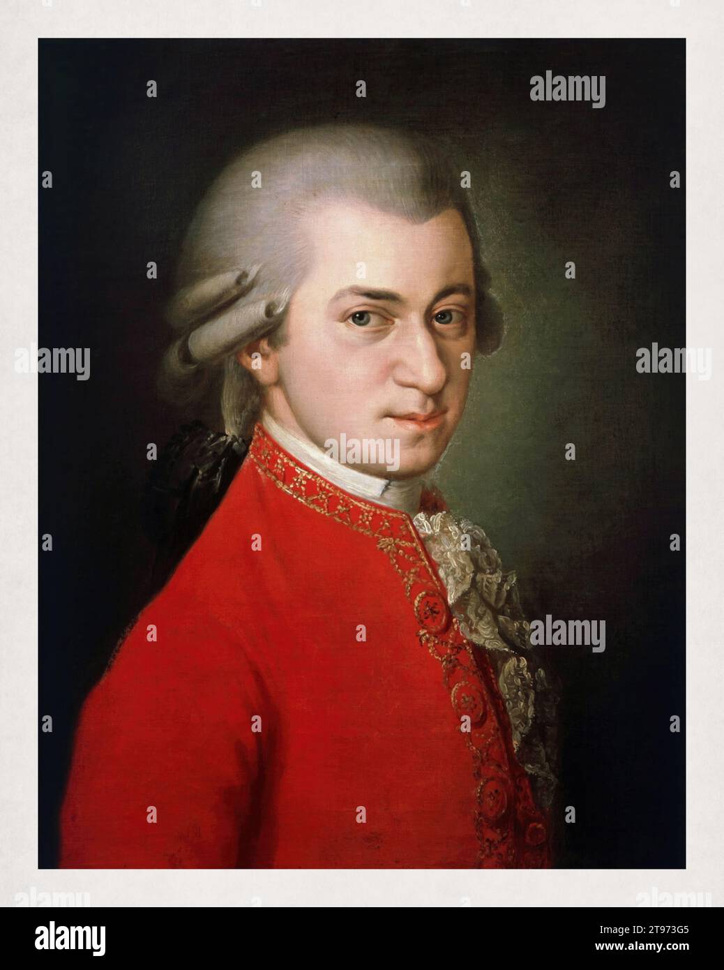Portrait of Wolfgang Amadeus Mozart painted by Barbara Kraft in 1819 ...